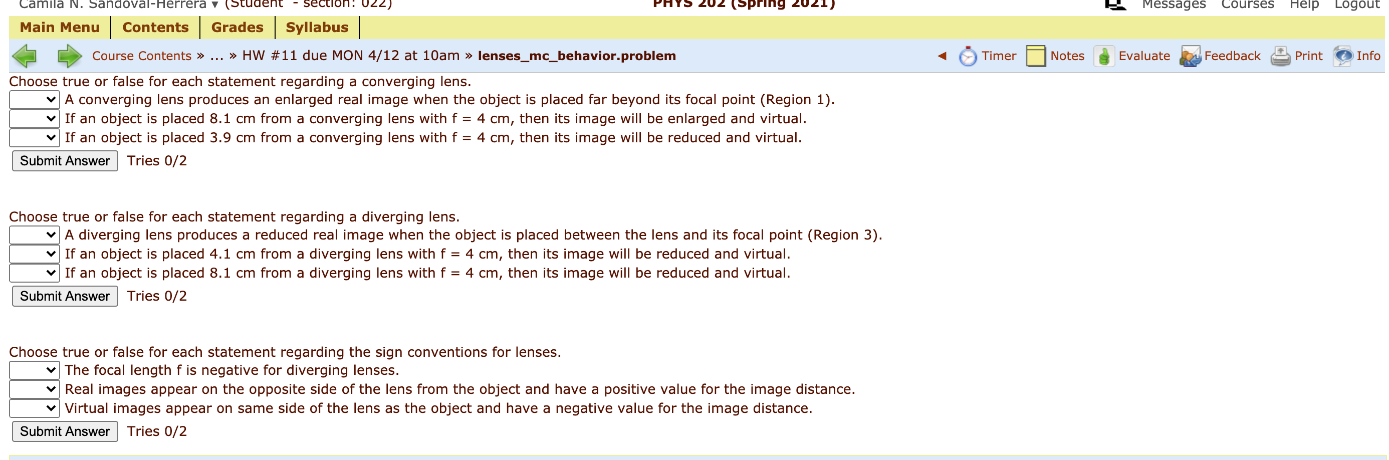 Solved Timer Notes Evaluate Feedback Print Info Main Menu 1861