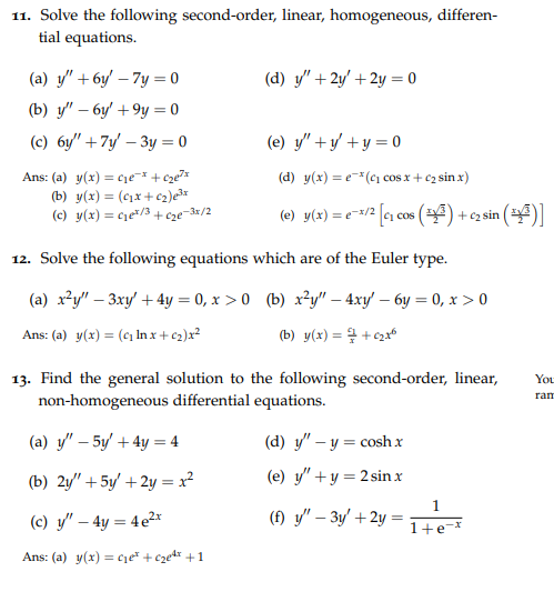 Solved Solve the following linear, homogeneous differential | Chegg.com Solved Solve the following linear, homogeneous differential | Chegg.com