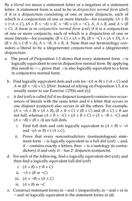 Solved By a literal we mean a statement letter or a negation | Chegg.com