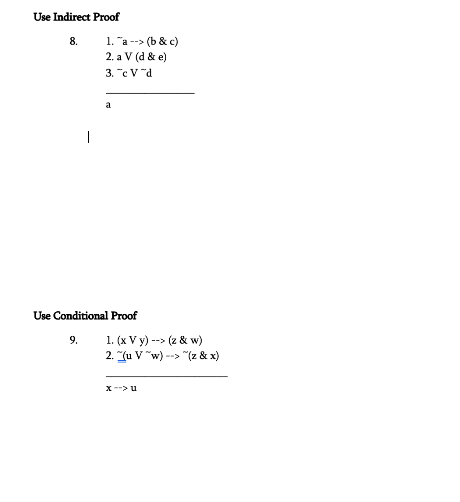 Use Conditional Proof 9. 1. (xVy)→(z&w) 2. | Chegg.com