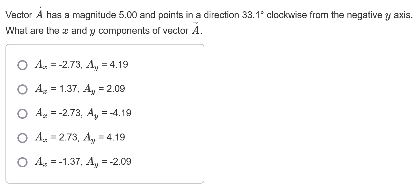 Solved Vector A⃗ Has A Magnitude 5 00 And Points In A