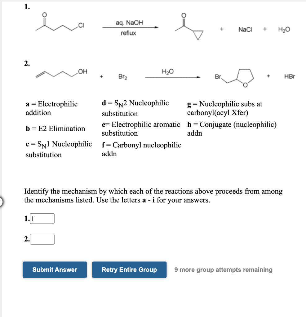 Solved Identify the mechanism by which each of the reactions | Chegg.com
