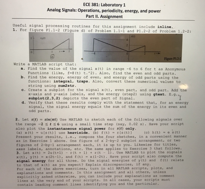Solved ECE 381: Laboratory 1 Analog Signals: Operations, | Chegg.com