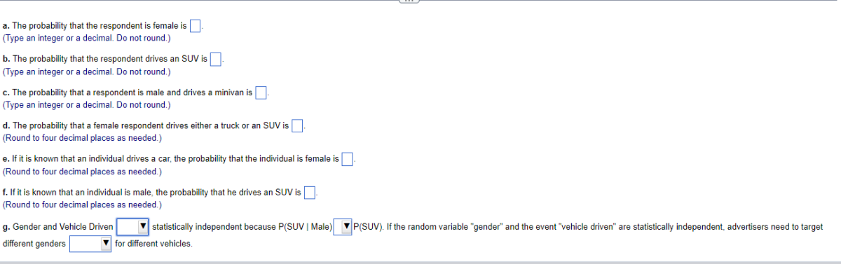 Solved Vehicle Driven Gender Truck Male Truck | Chegg.com