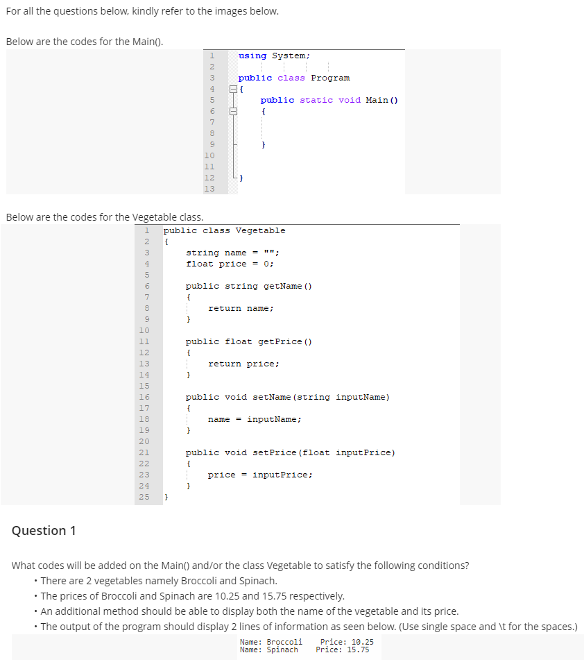 Solved The answer per item should contain the actual codes | Chegg.com