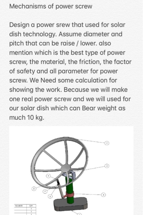 Mechanisms of power screw Design a power srew that | Chegg.com