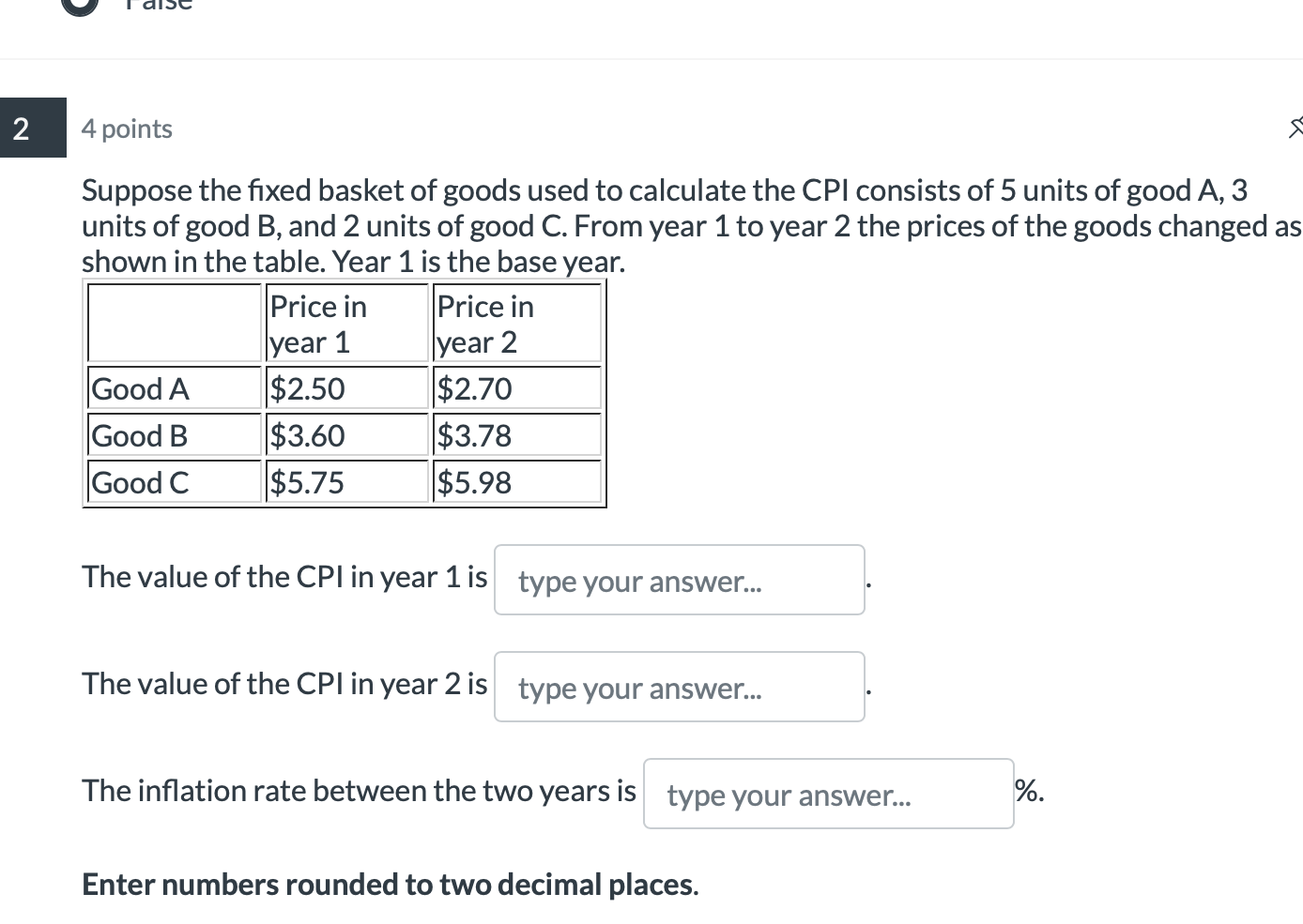 Solved 4 points Suppose the fixed basket of goods used to | Chegg.com