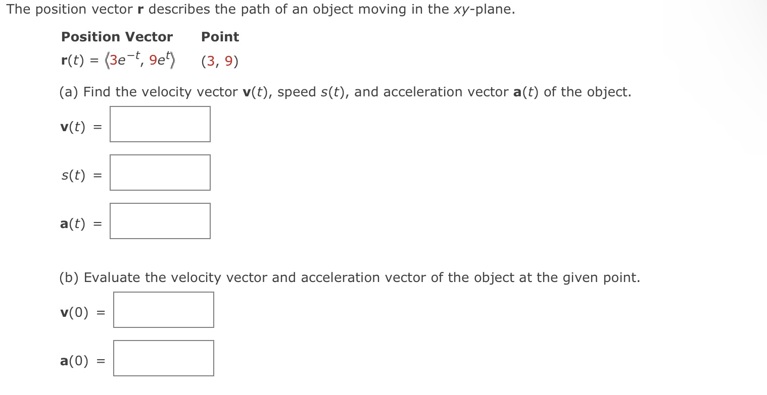 Solved position vector r describes the path of an object | Chegg.com