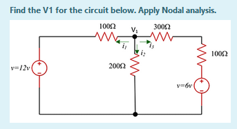 Solved Find the V1 for the circuit below. Apply Nodal | Chegg.com
