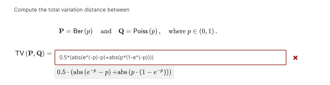 Solved Compute the total variation distance between P = Ber | Chegg.com