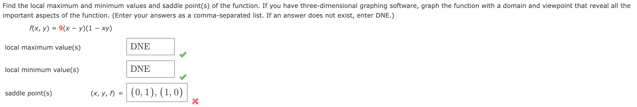 Solved Find The Local Maximum And Minimum Values And Saddle