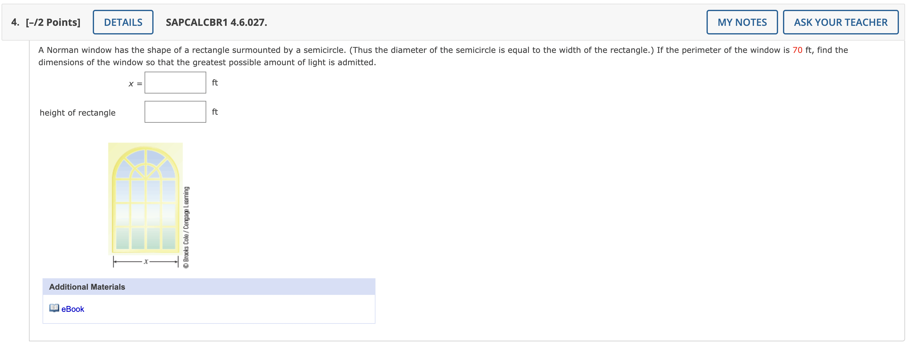 Solved height of rectangle | Chegg.com