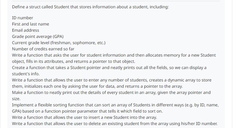 Solved Define a struct called Student that stores | Chegg.com
