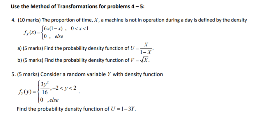 Solved Use the Method of Transformations for problems 4 - 5: | Chegg.com