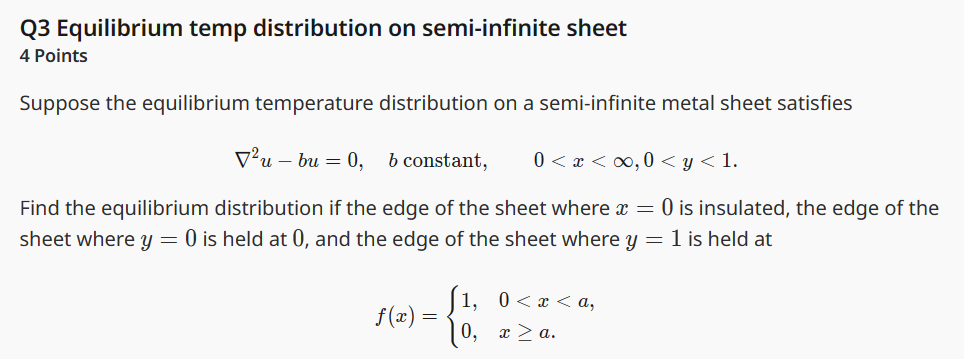 Solved Q3 Equilibrium temp distribution on semi-infinite | Chegg.com
