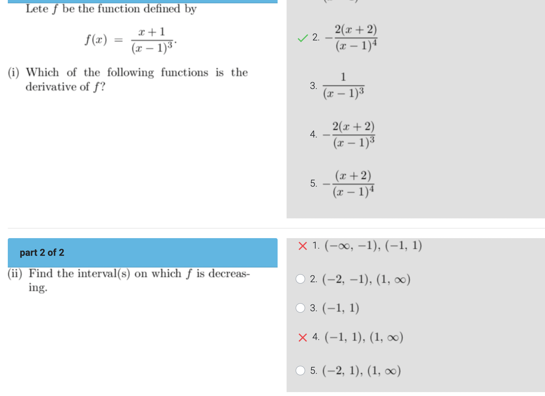 Solved Lete f be the function defined by f(x)=(x−1)3x+1. 2. | Chegg.com