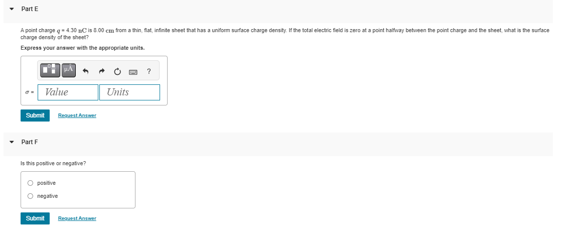 Solved Part E ﻿charge density of the sheet?Express your | Chegg.com