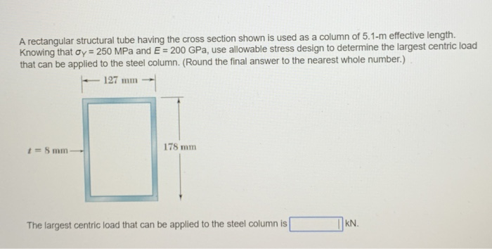 Solved A rectangular structural tube having the cross | Chegg.com