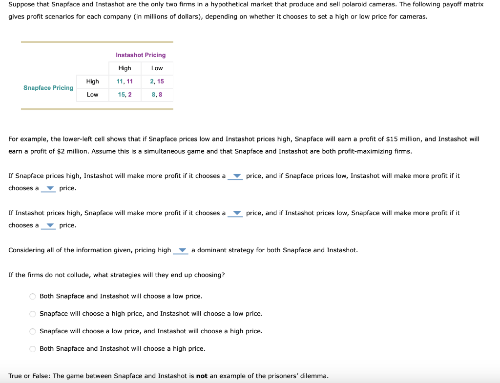 Solved Suppose that Snapface and Instashot are the only two | Chegg.com