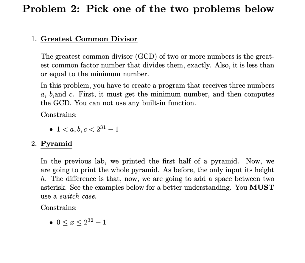 Solved Problem 2: Pick one of the two problems below 1. | Chegg.com