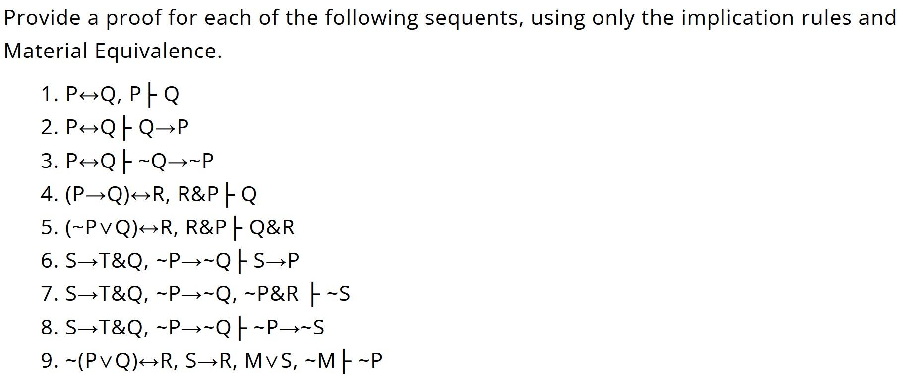 Solved Provide a proof for each of the following sequents, | Chegg.com