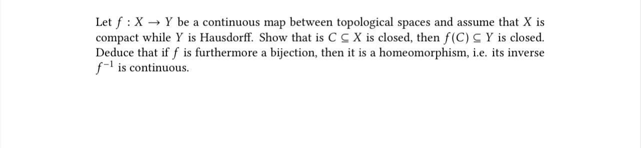 Solved Let f:X→Y be a continuous map between topological | Chegg.com