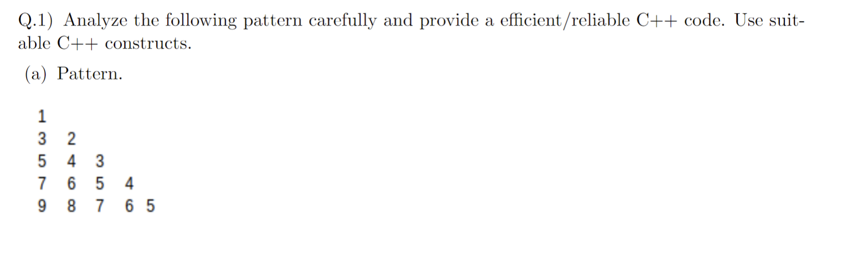 Solved Q.1) Analyze the following pattern carefully and | Chegg.com