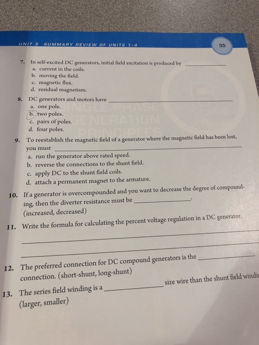 Solved 34 nts A generator series field-diverter rheostat is | Chegg.com