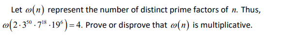 Solved Let o(n) represent the number of distinct prime | Chegg.com