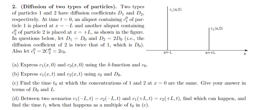 2. (Diffusion of two types of particles). Two types | Chegg.com