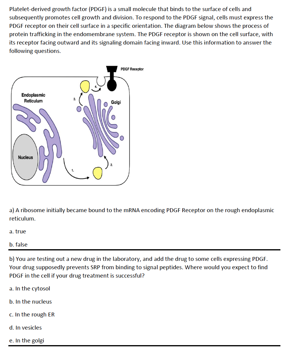 Solved Platelet-derived growth factor (PDGF) is a small | Chegg.com