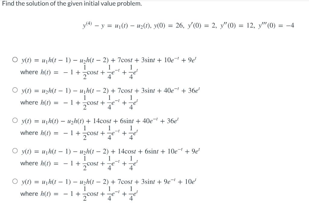 Solved Find the solution of the given initial value problem. | Chegg.com