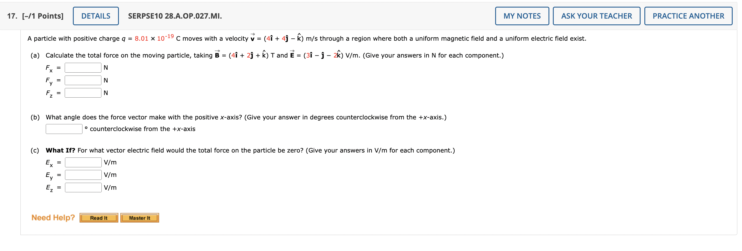 Solved A particle with positive charge q=8.01×10−19C moves | Chegg.com