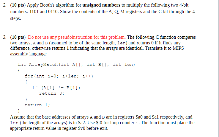 Solved 2. (10 pts) Apply Booth's algorithm for unsigned | Chegg.com