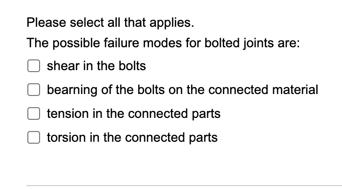 Solved Please select all that applies. The possible failure | Chegg.com