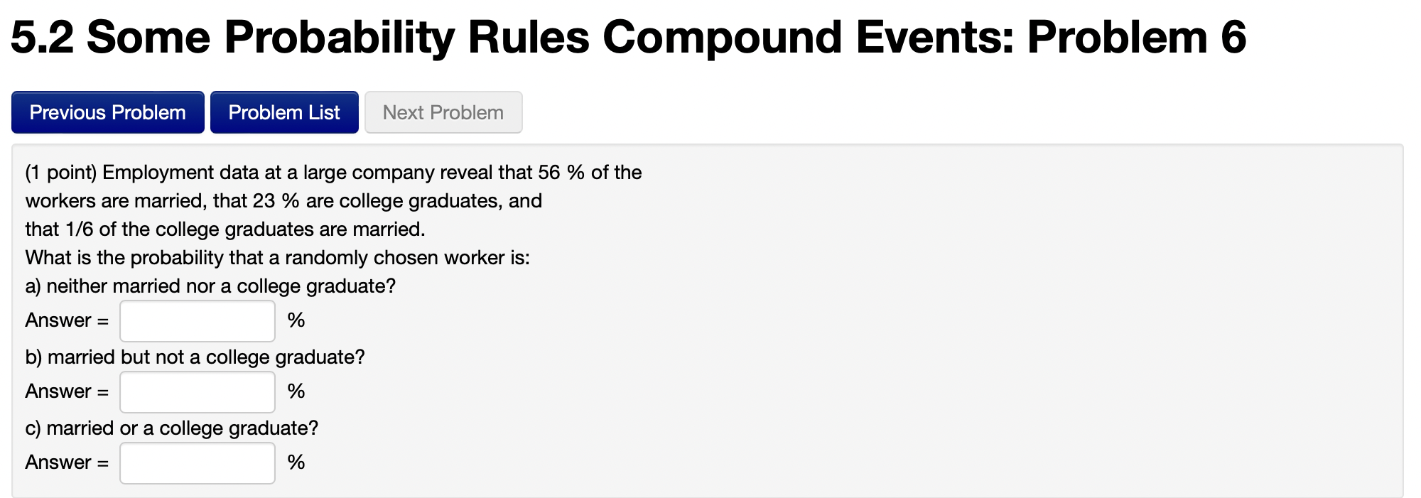 Solved 5.2 Some Probability Rules Compound Events: Problem 6 | Chegg.com