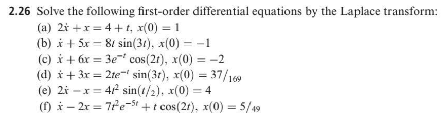 2.26 ﻿Solve the following first-order differential | Chegg.com