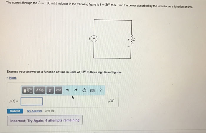 Solved The current through the L = 100 mH inductor in the | Chegg.com