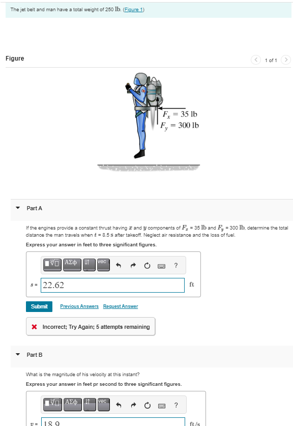 Solved The jet belt and man have a total weight of | Chegg.com