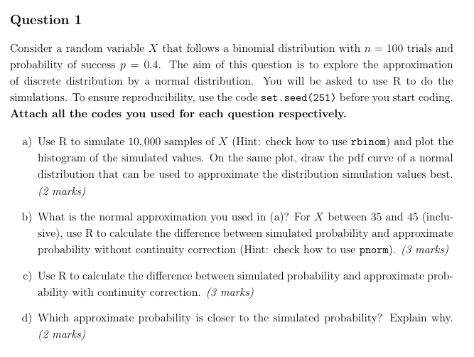 Solved Question 1Consider a random variable \( ﻿X \) ﻿that | Chegg.com