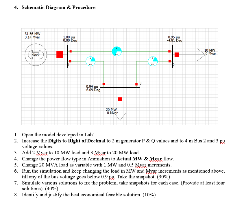 4. Schematic Diagram \& Procedure 1. Open the model | Chegg.com