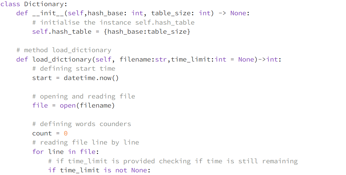 Solved Add a new class Dictionary in file dictionary.py , | Chegg.com
