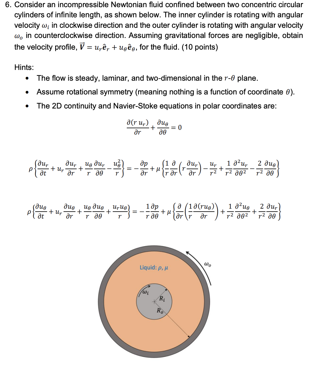 Solved 6. Consider an incompressible Newtonian fluid | Chegg.com