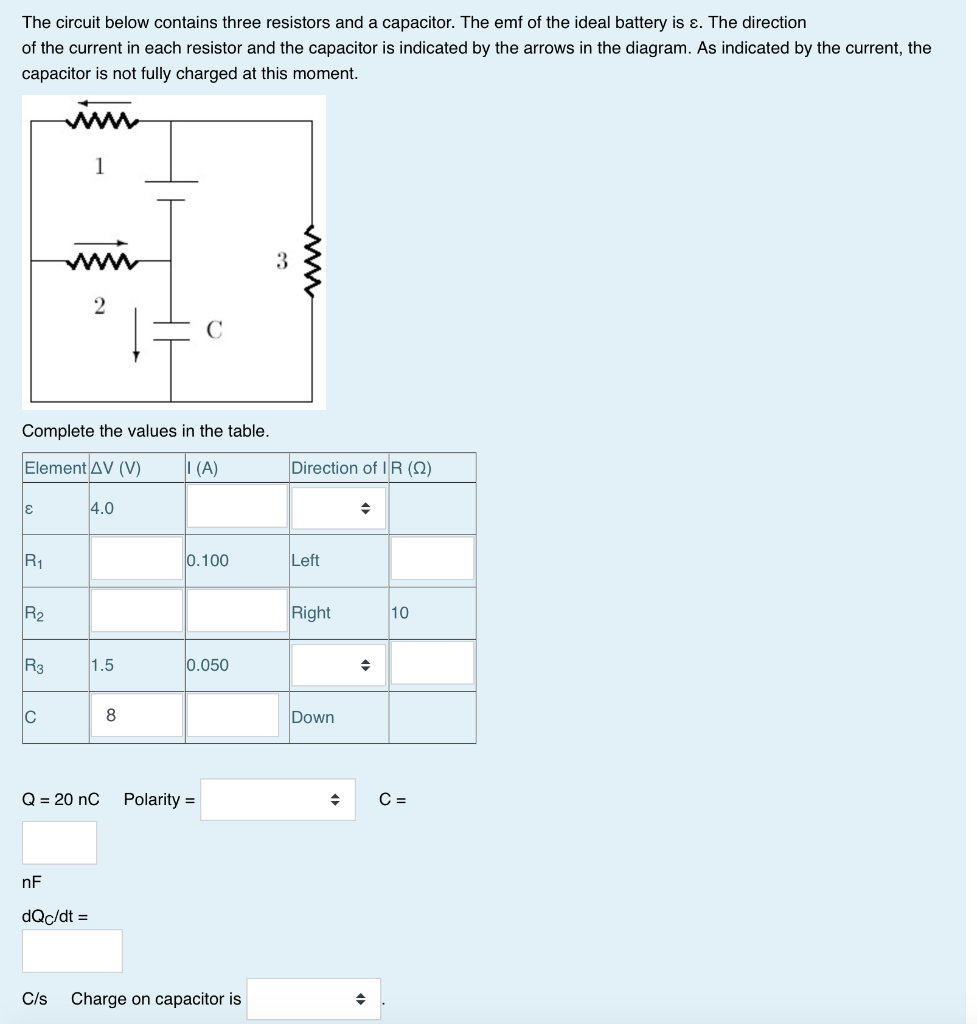 Solved The circuit below contains three resistors and a | Chegg.com
