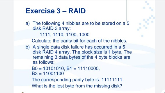 Solved Exercise 3 - RAID a) The following 4 nibbles are to | Chegg.com