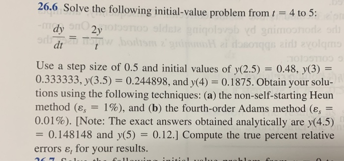 Solved 26.6 Solve the following initial-value problem from t | Chegg.com