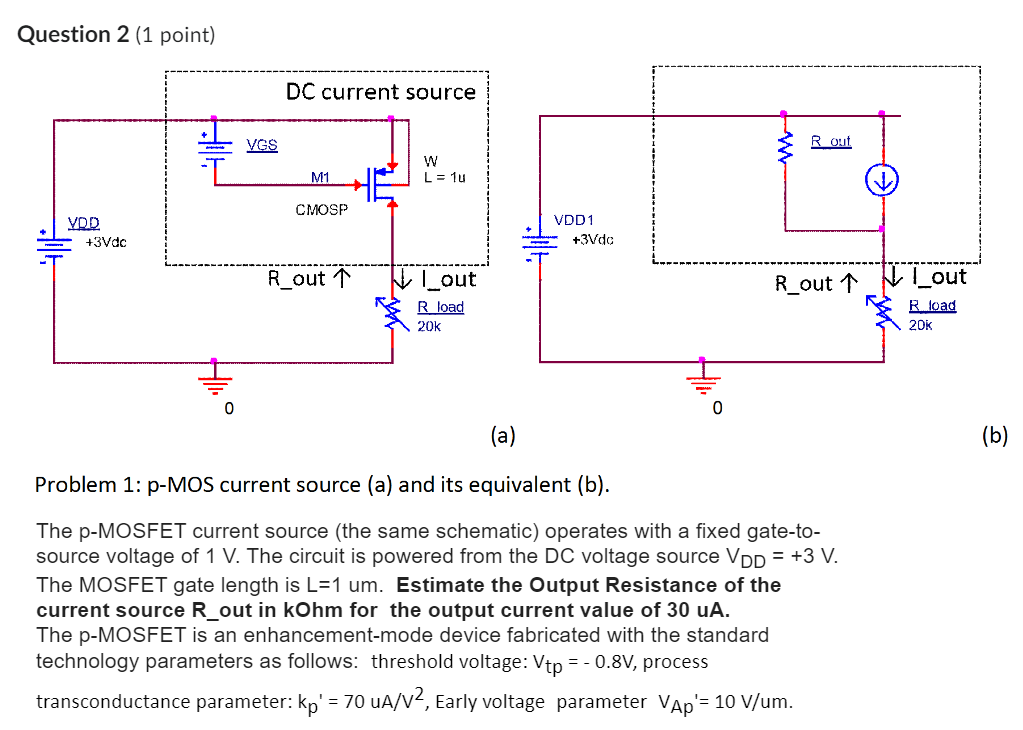 Question 2 (1 point) (a) Problem 1: p-MOS current | Chegg.com