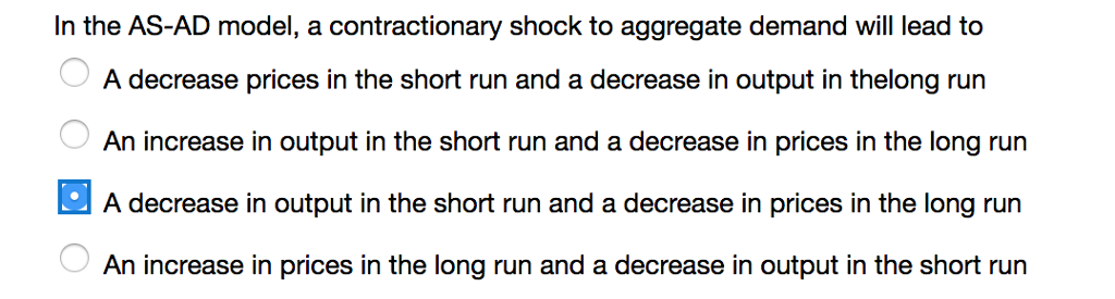 Solved In the AS-AD model, a contractionary shock to | Chegg.com