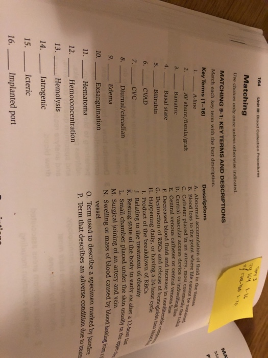 Solved 164 Matching Use choices only once unless otherwise | Chegg.com