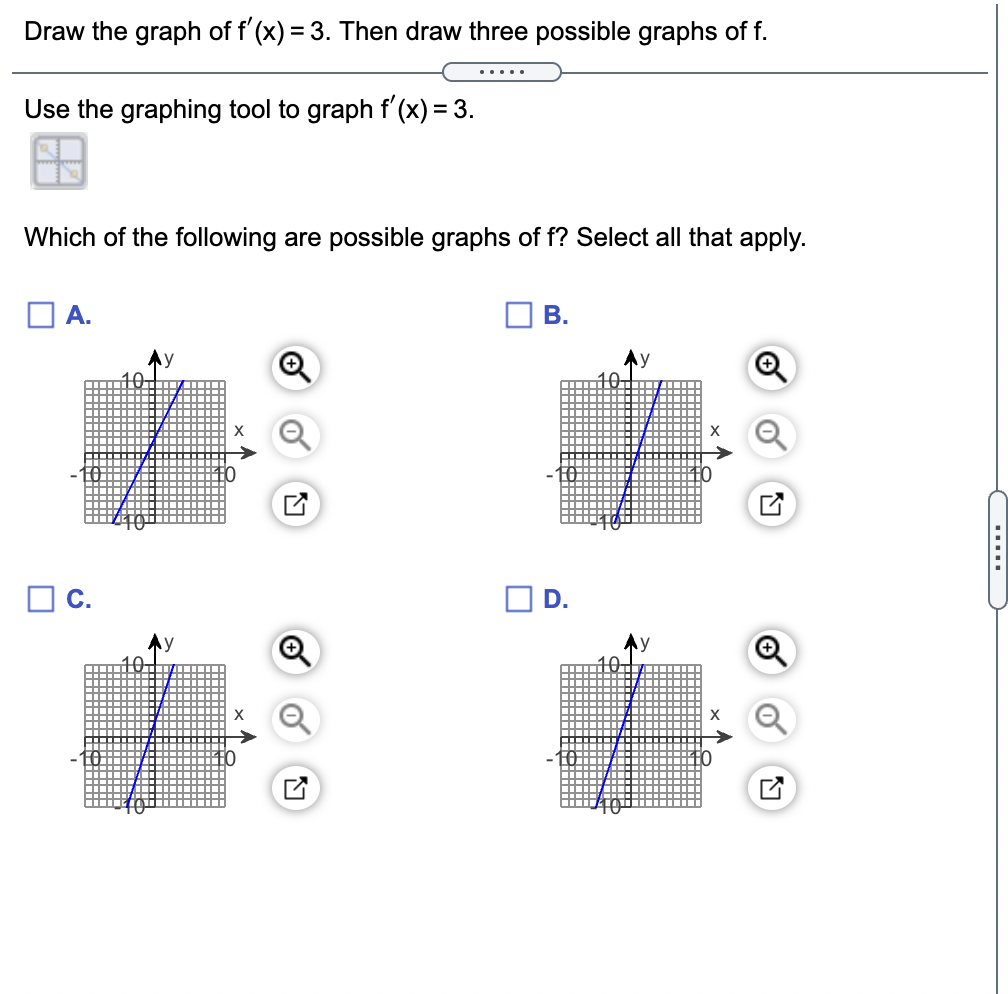 Solved Draw the graph of f'(x) = 3. Then draw three possible | Chegg.com